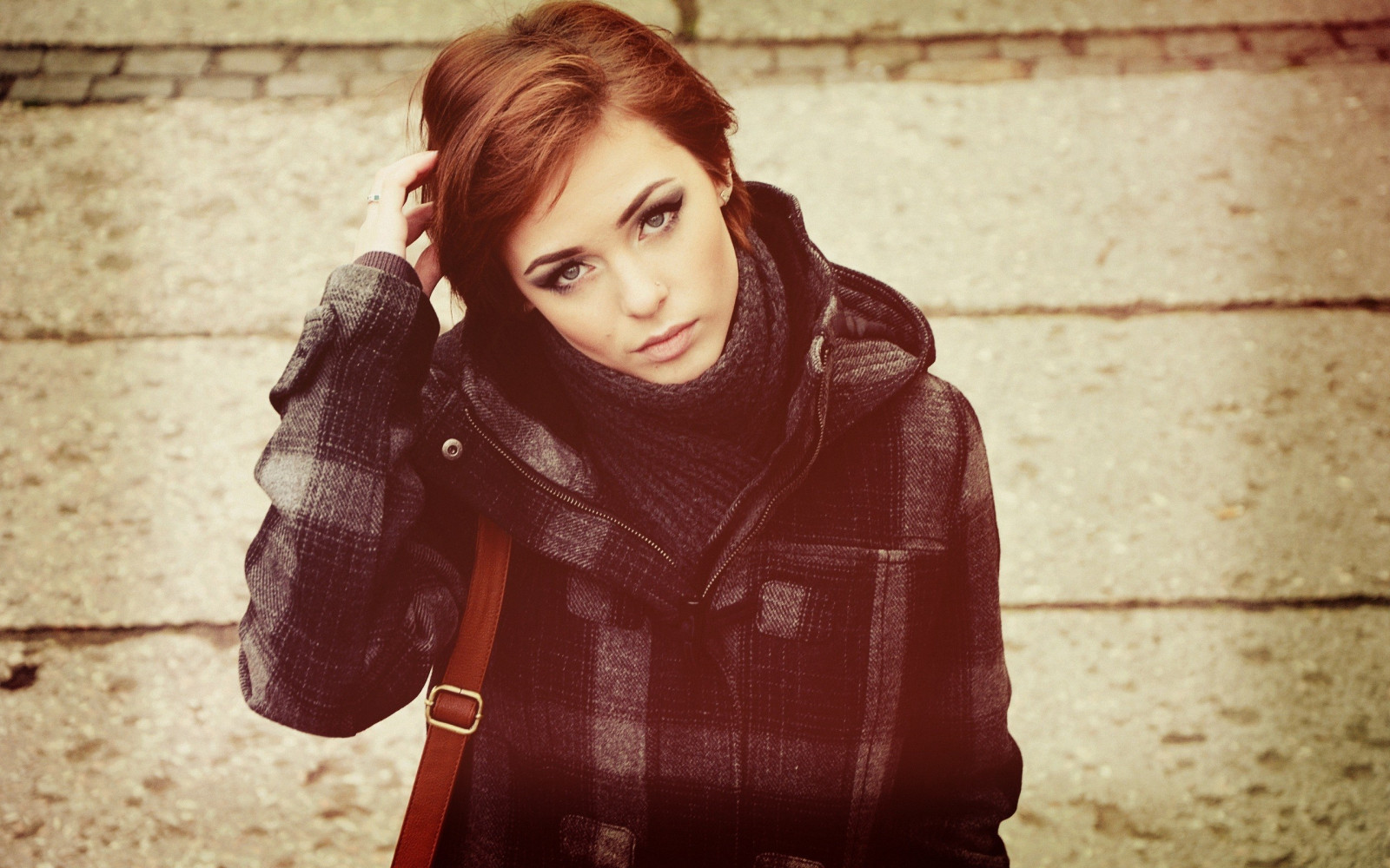 Wallpaper Black Women Outdoors Redhead Model Red Fashion Person
