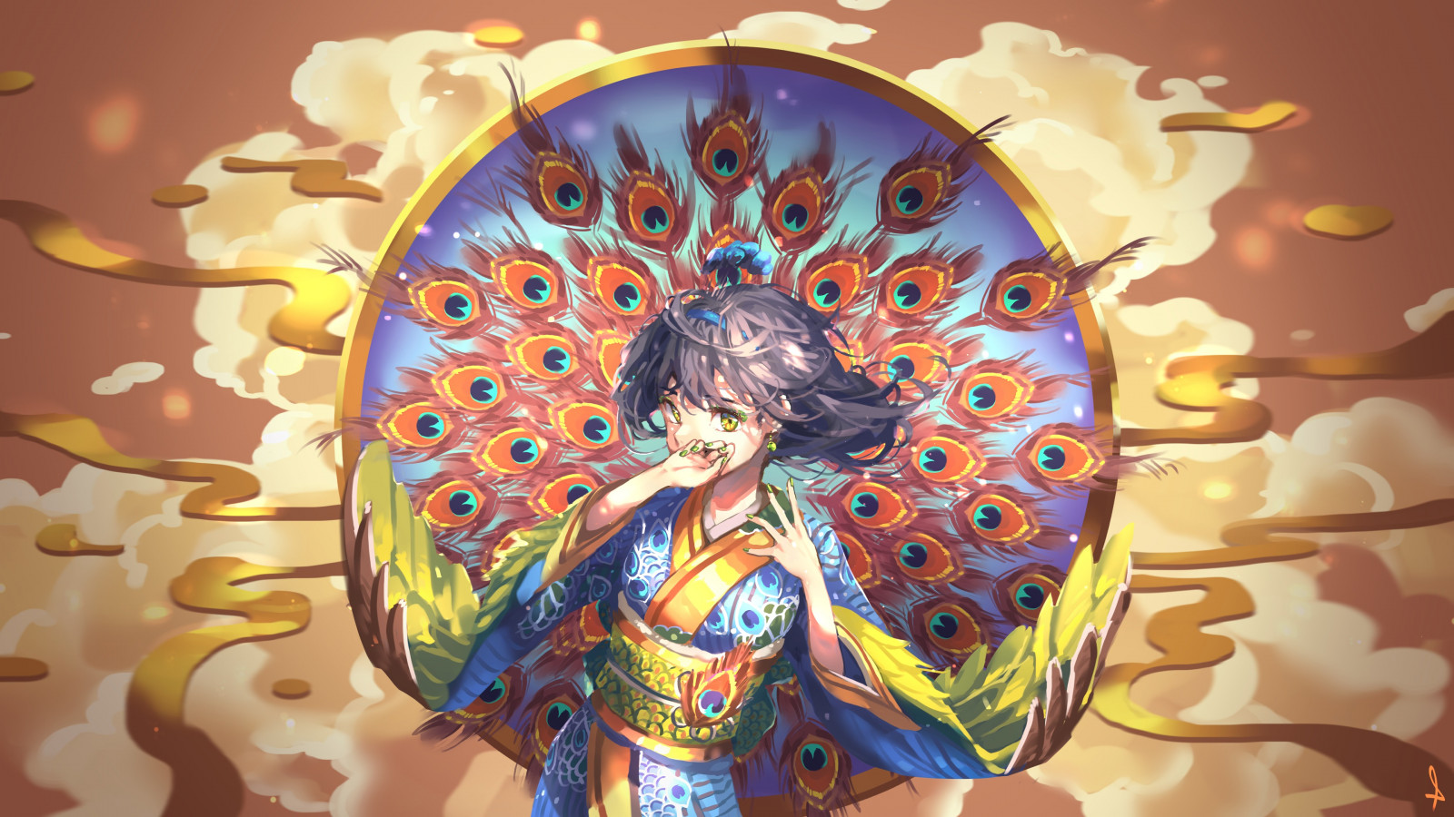 Wallpaper : anime girls, peacock feathers 3840x2160 - Victus007 ...