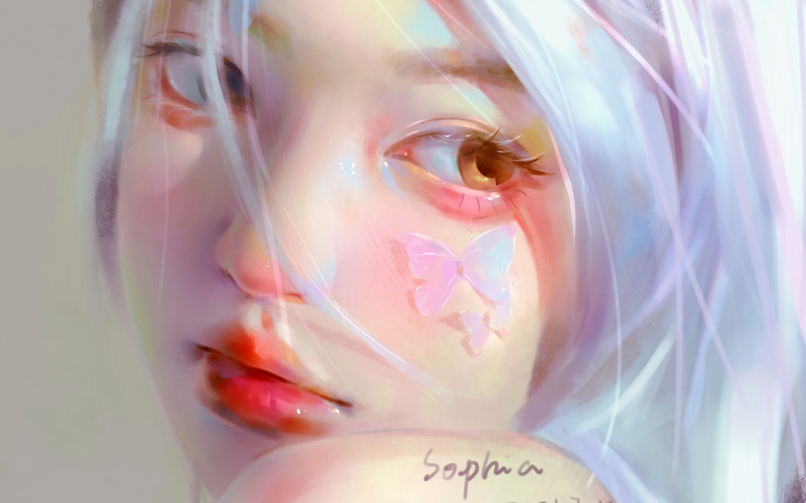 Wallpaper : anime, artwork, silver hair, brown eyes 3968x2482 ...