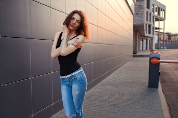 Wallpaper Women Redhead High Heels Jeans Portrait Wall 2048x1152 Motta123 1171196