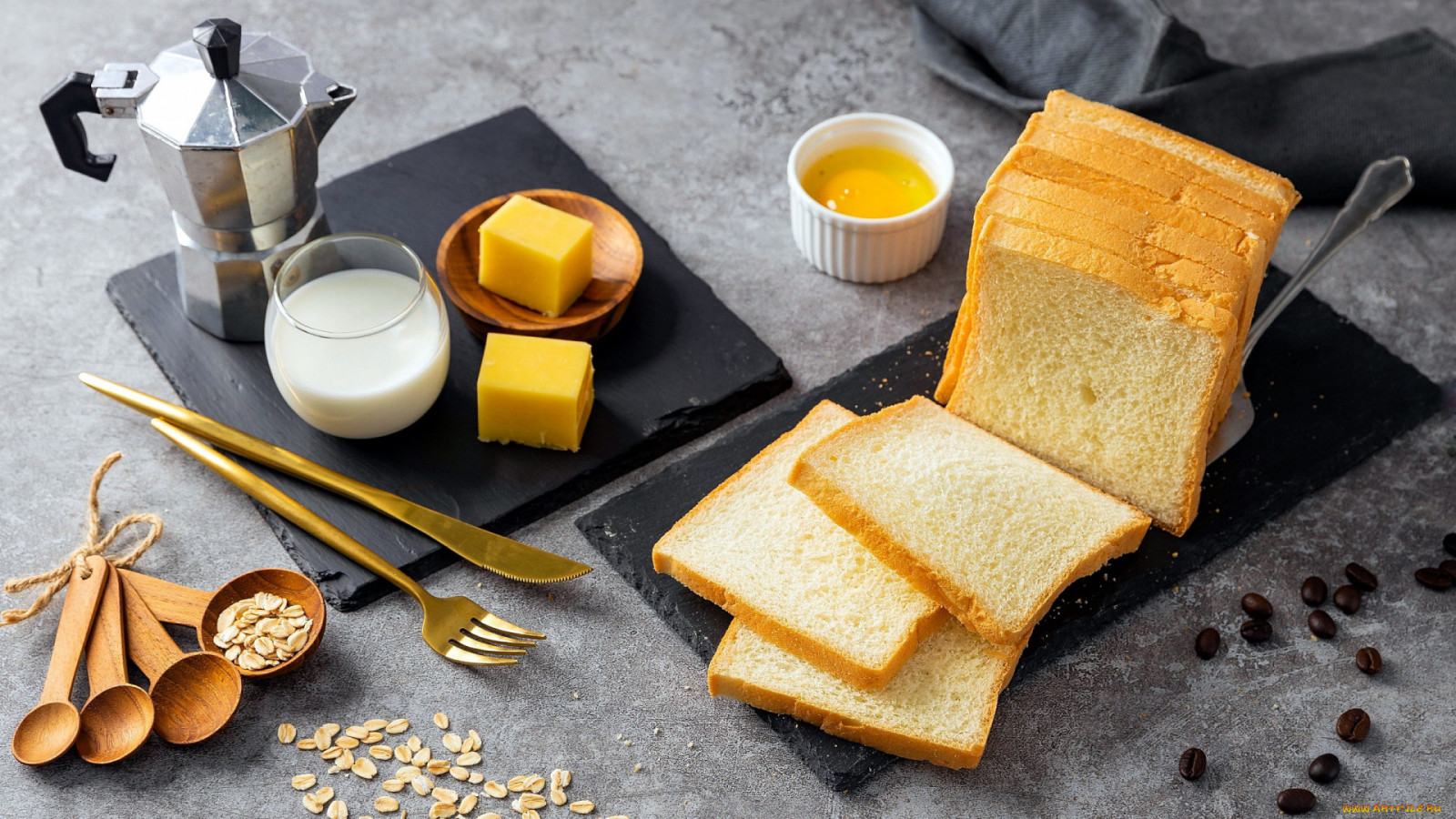 Wallpaper : food, bread, fork, cheese, milk 1920x1080 - WallpaperManiac ...