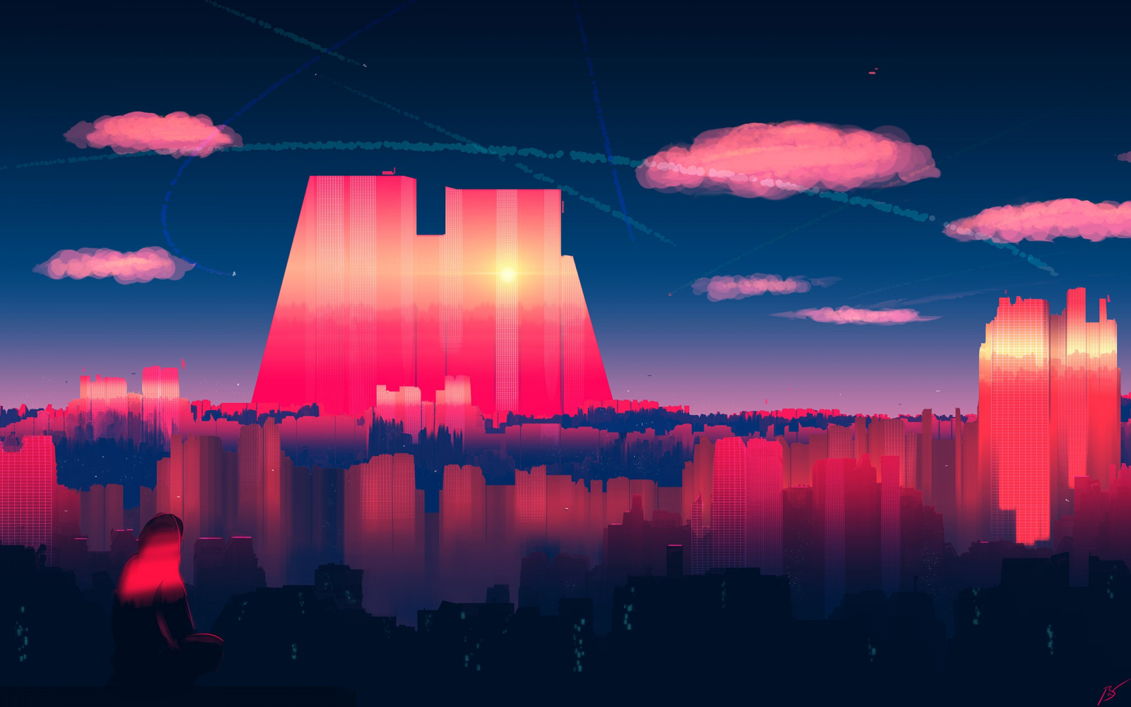 Wallpaper : digital art, cityscape, artwork, sky, clouds 2560x1600 ...