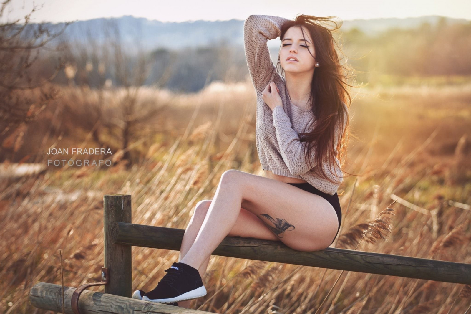 Wallpaper Women Outdoors Long Hair Closed Eyes Sitting Tattoo