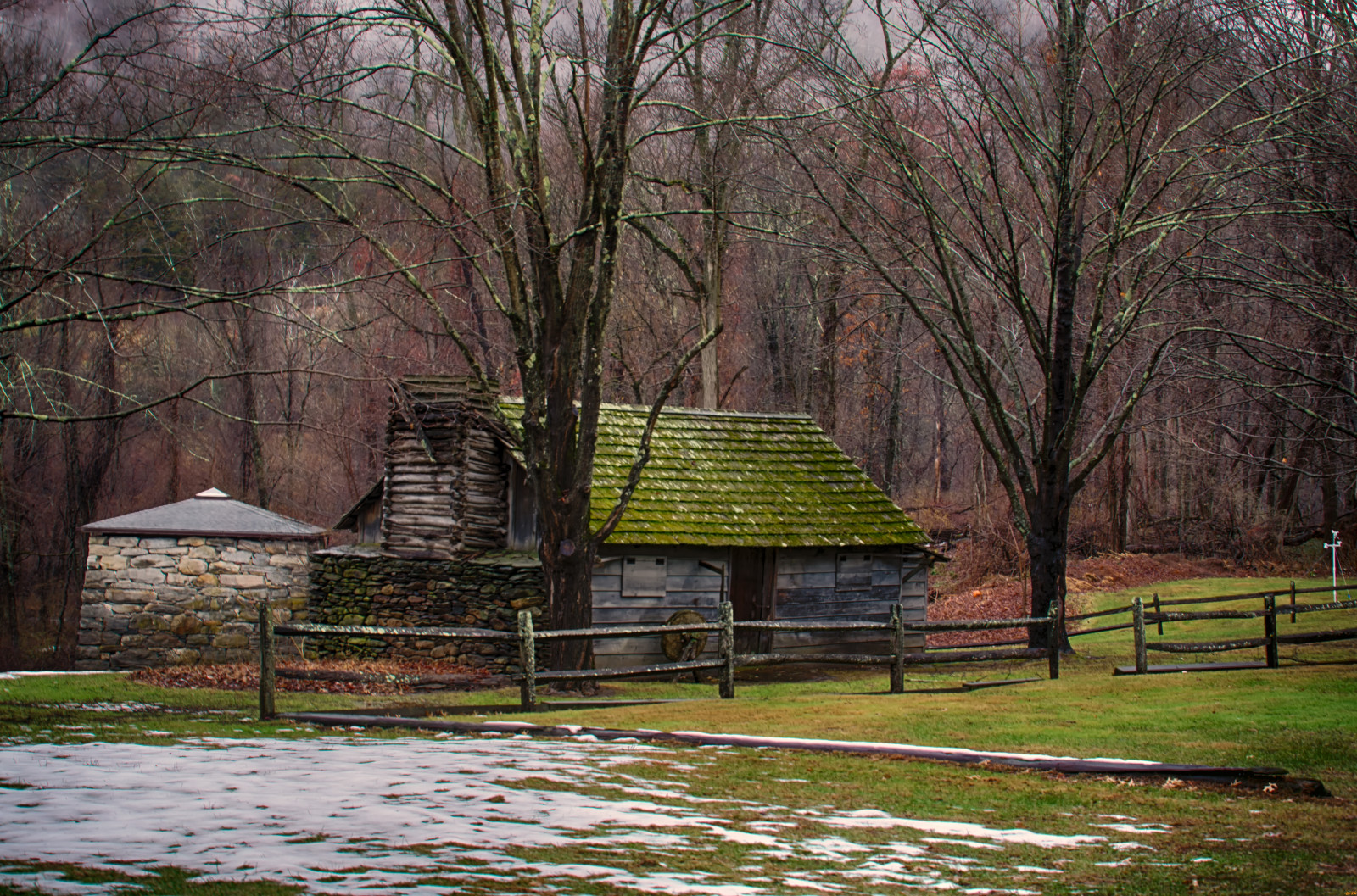 Tapety : stromy, Příroda, tráva, plot, chata, Connecticut, HDR ...
