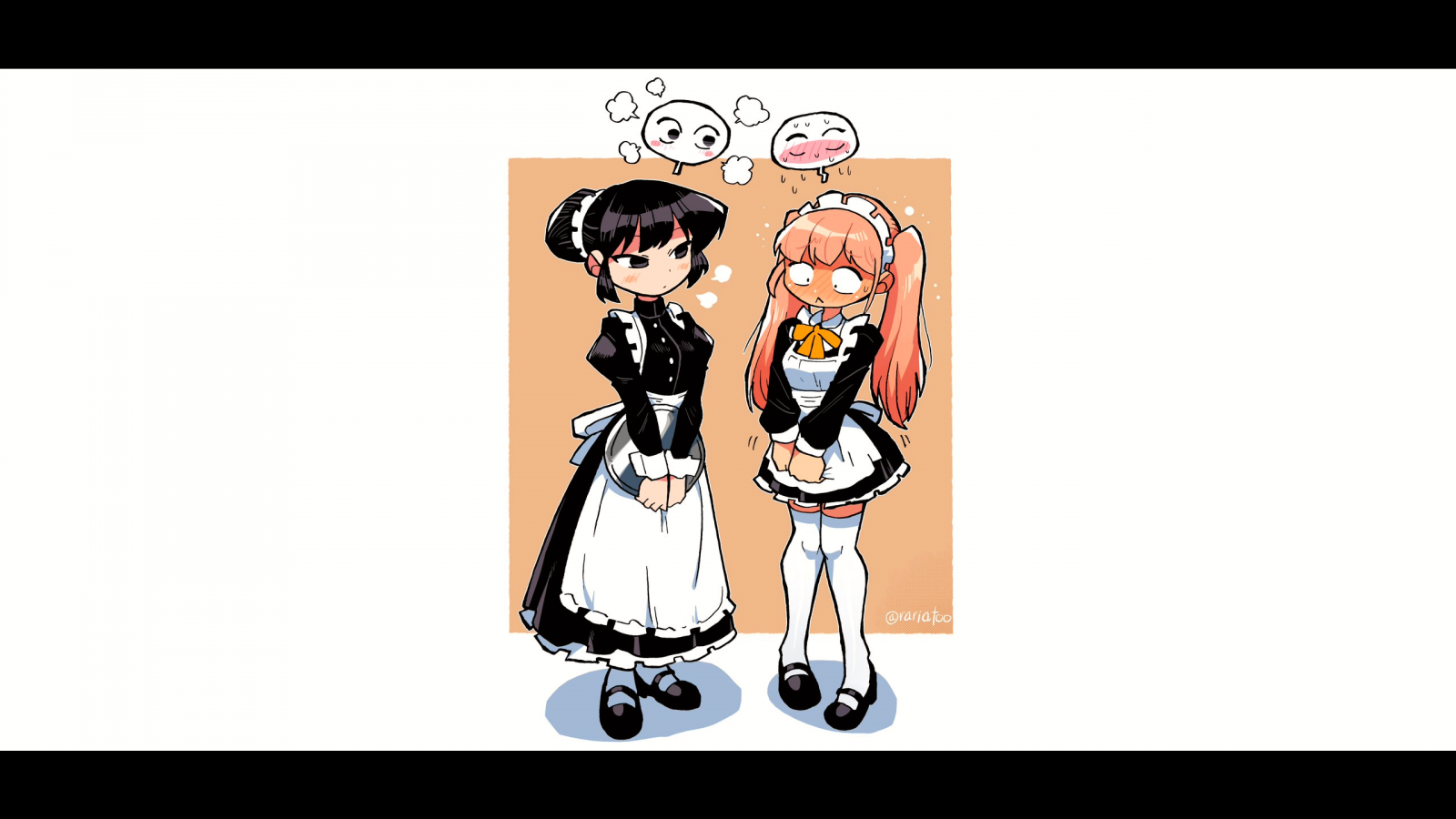 Wallpaper Komi San Wa Comyushou Desu Komi Shouko Hitohito Tadano Maid Outfit Hairbun Wigs