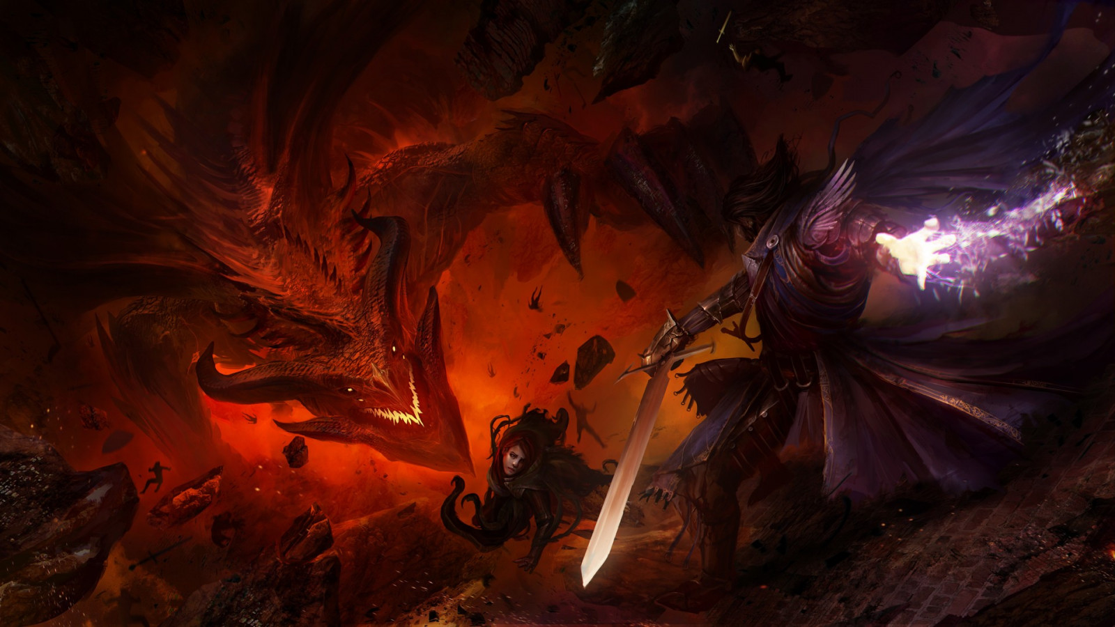 Wallpaper : knight, magic, sword, dragon, warrior, cape, Guild Wars ...