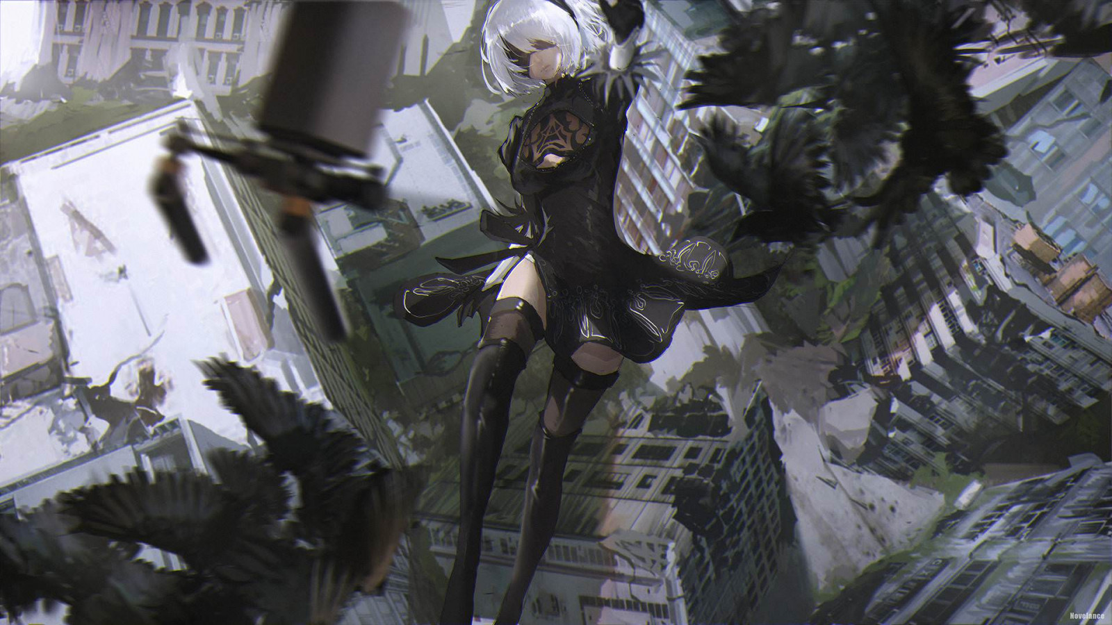 デスクトップ壁紙 : ニアオートマタ, 2B Nier Automata, 白髪, NieR 1920x1080 - jNiederauer ...