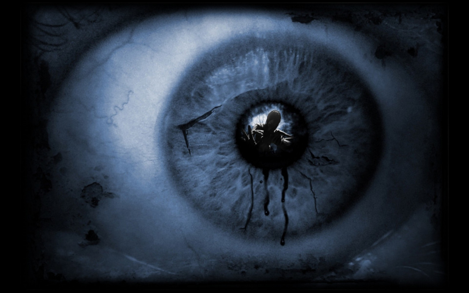 Papel De Parede Arte Digital Monocromático Olhos Horror Obra De