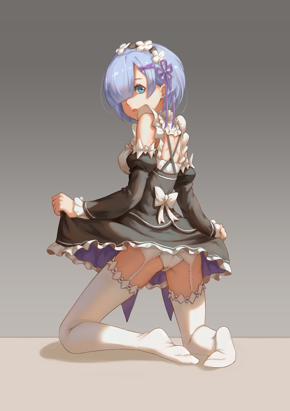 Wallpaper Illustration Anime Girls Blue Hair Short Hair Ass Legs