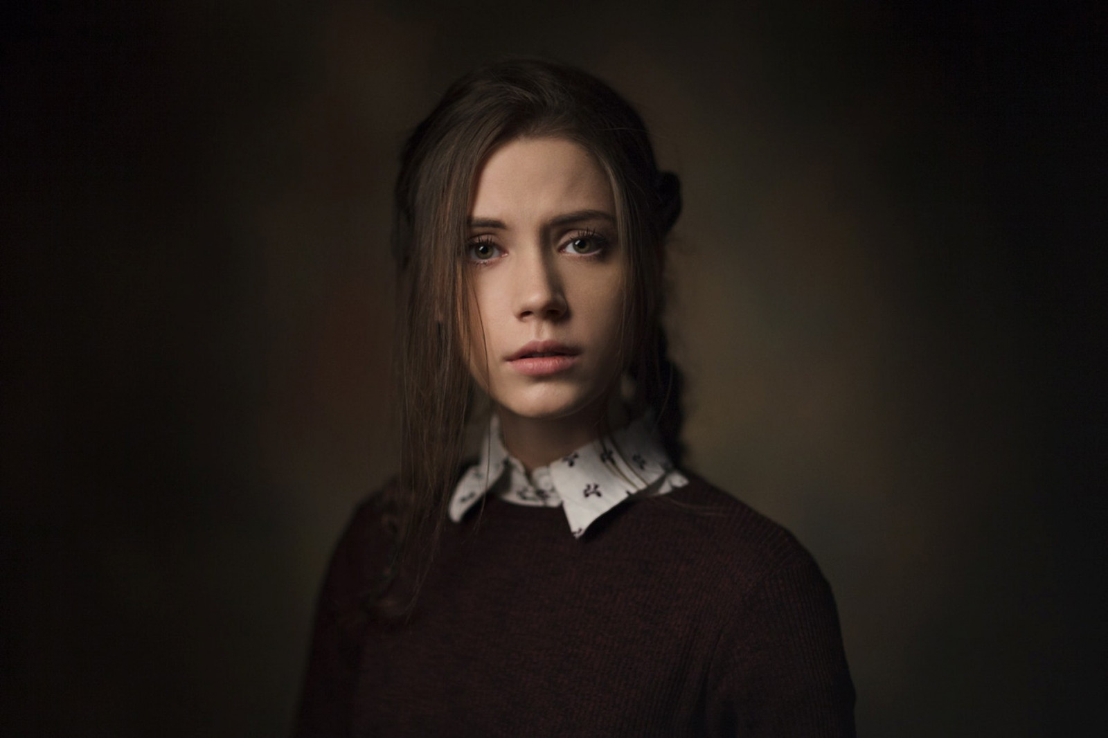 Wallpaper Face Women Model Simple Background Ksenia Kokoreva