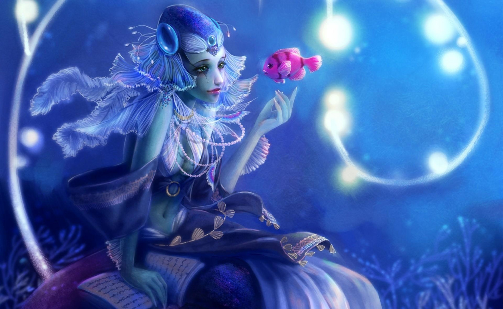 Wallpaper : mermaid, ornaments, water, books, fish 1920x1180 - - 651584 ...