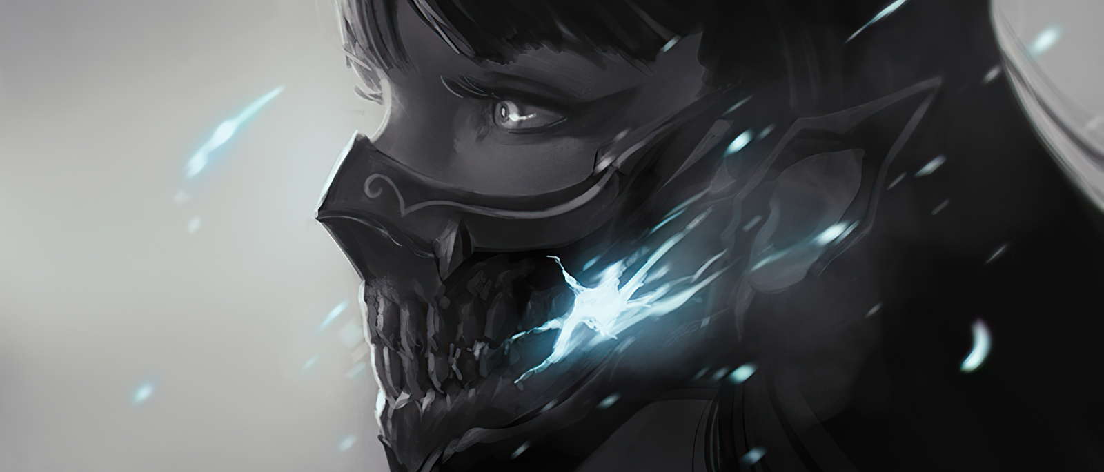 Wallpaper : ilustrasi, satu warna, topeng, percikan api, gigi, wide ...